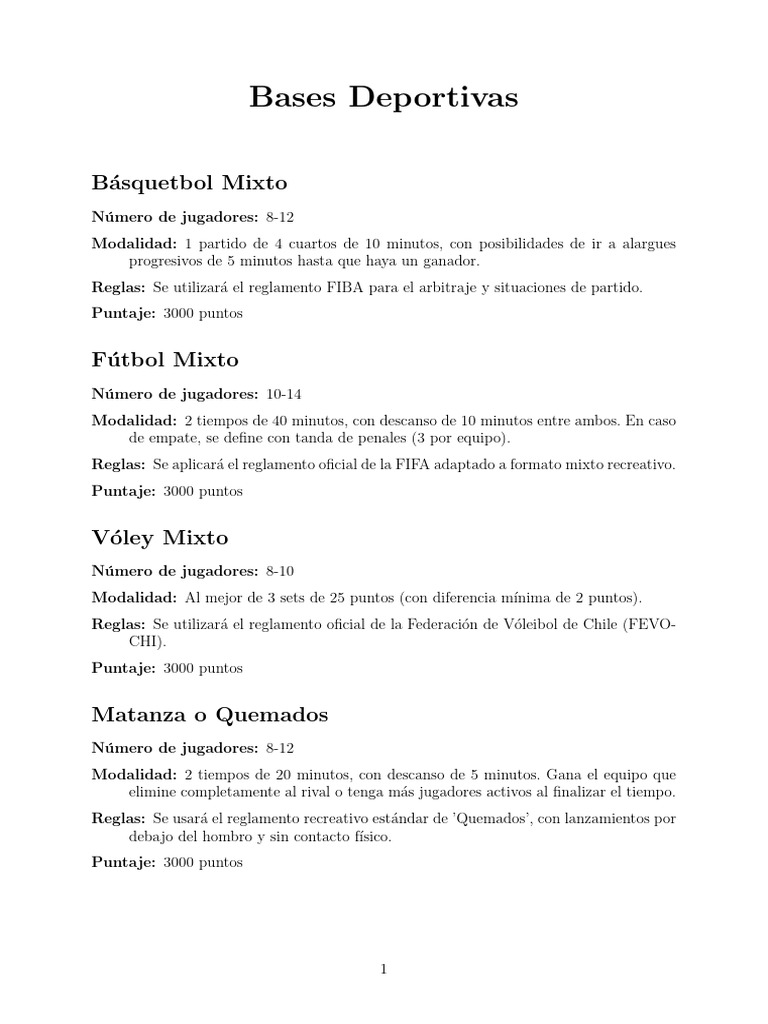 Reglas y Modalidades de Deportes Mixtos | PDF