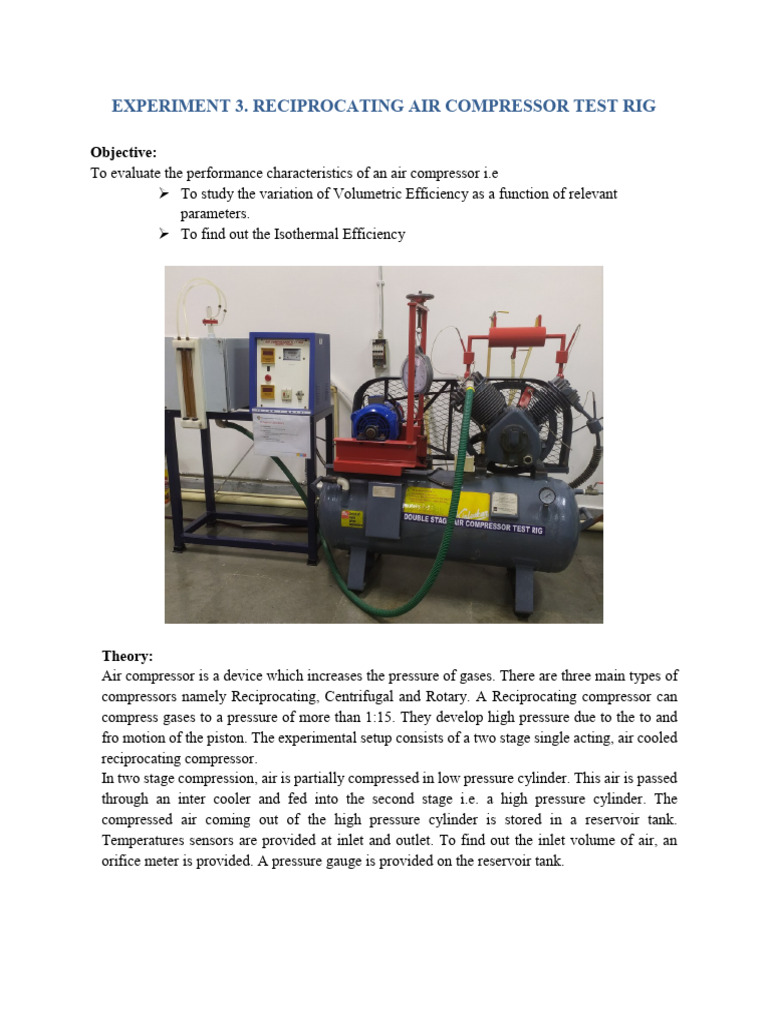 3.study and Performance Test On Reciprocating Compressor Test Rig | PDF ...
