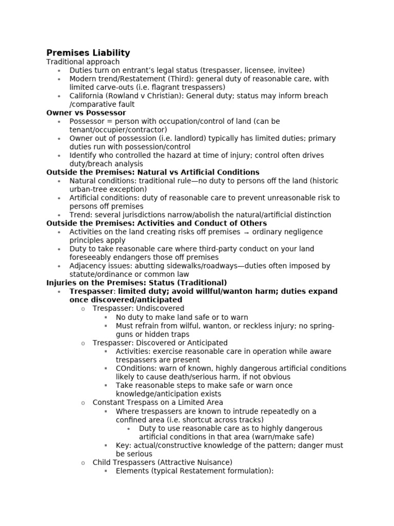 Premises Liability | PDF | Duty Of Care | Negligence