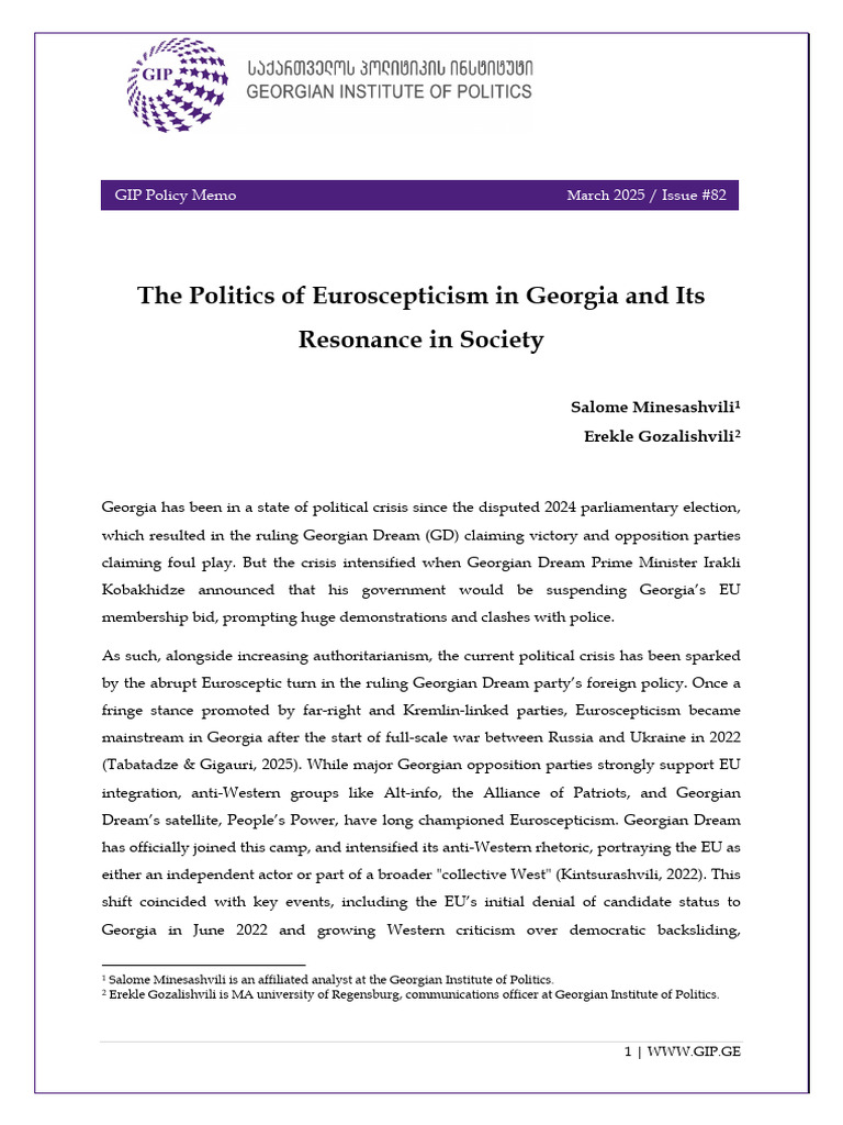 The Politics of Euroscepticism in Georgia and Its Resonance in Society ...