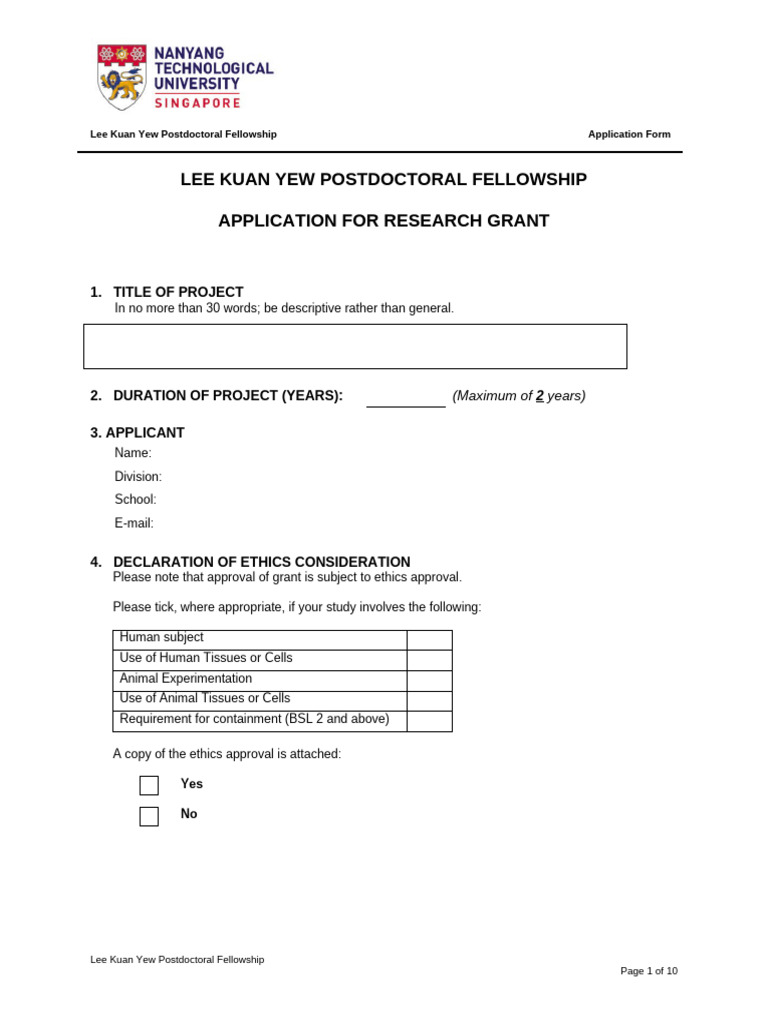 LKY PDF Grant Application Form | PDF | Methodology | Inquiry