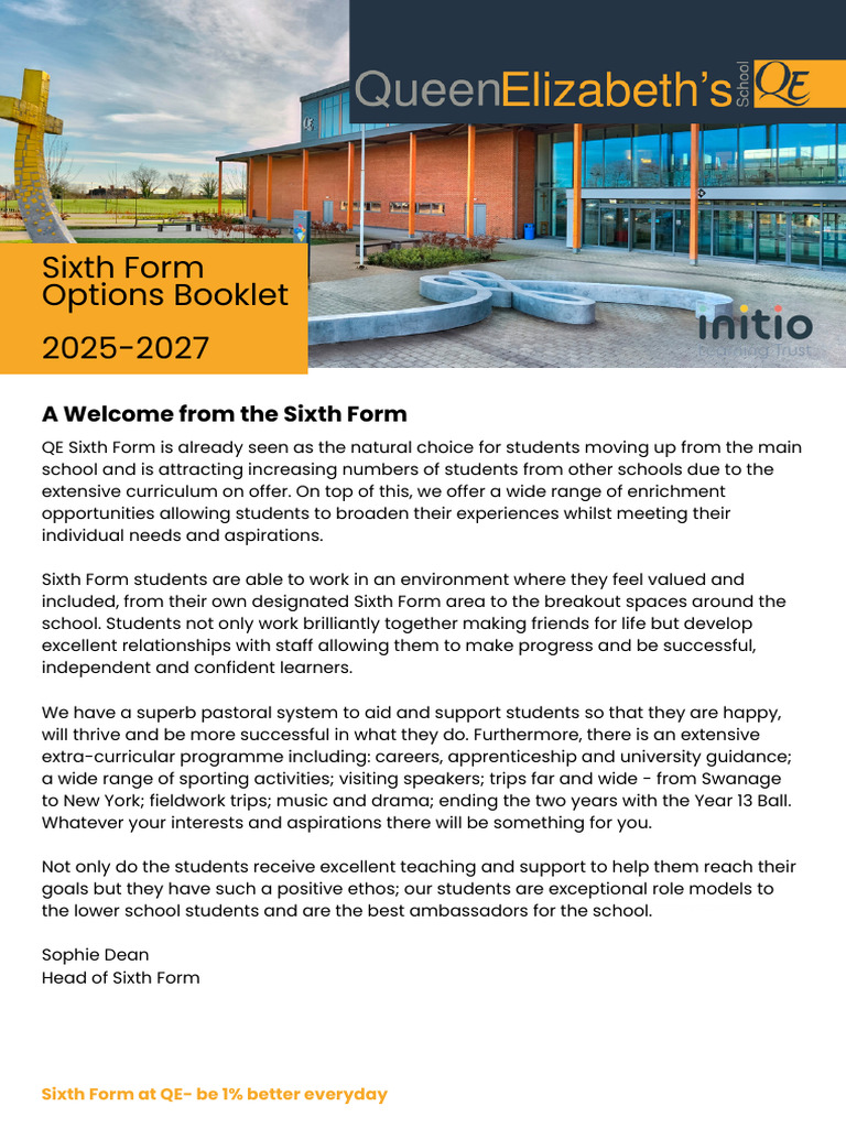 QE Sixth Form Options 2025-2027 Guide | PDF | Science | Learning