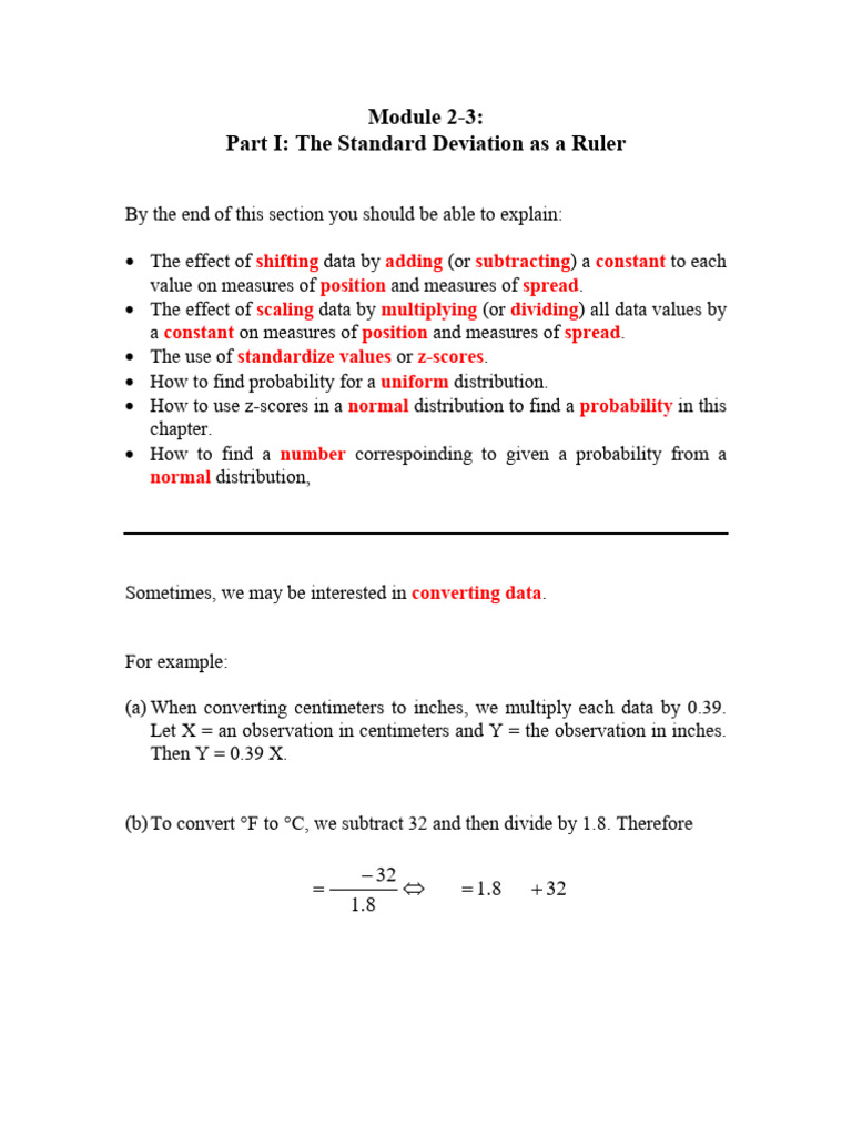 Note #7 - Module 2-3 Stats | PDF | Standard Score | Standard Deviation