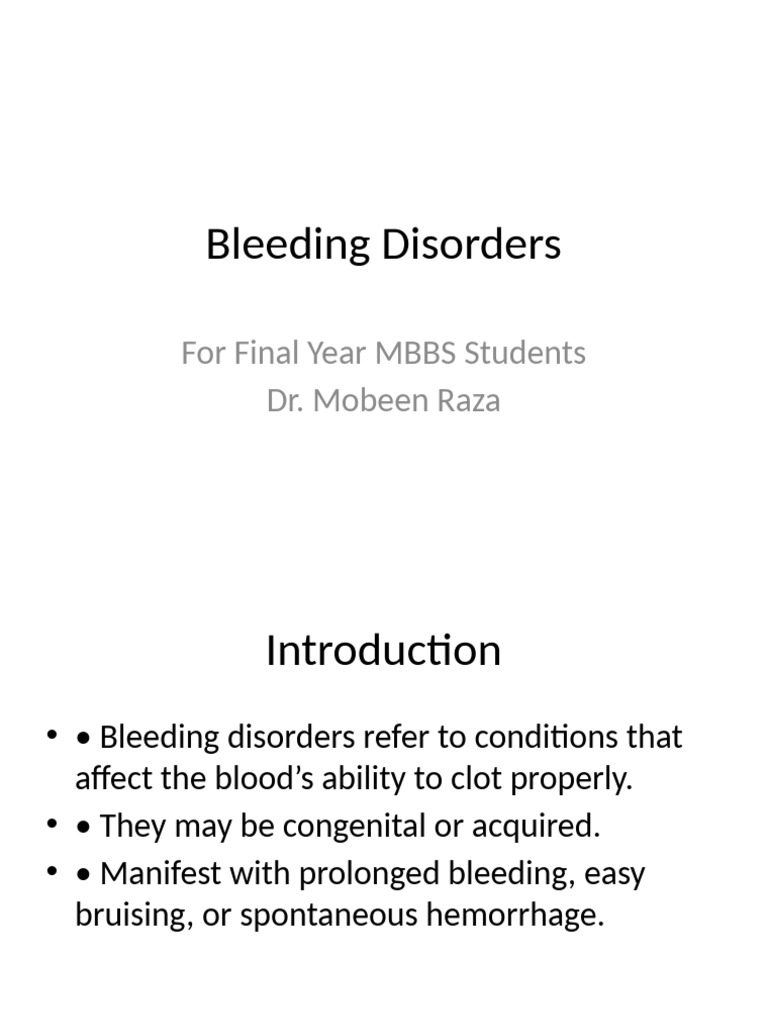 Understanding Bleeding Disorders in MBBS | PDF