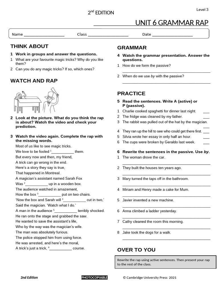 Level 3 Grammar Rap Activity | PDF