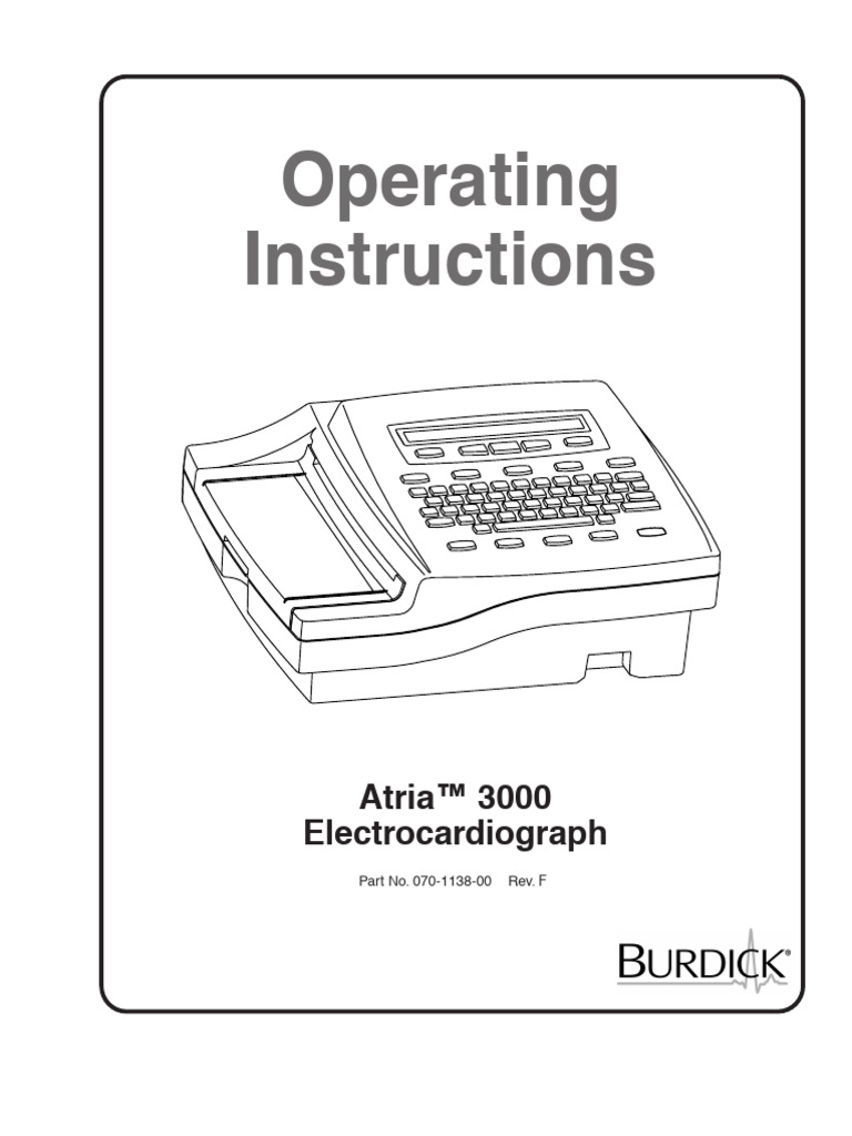 Atria 3000 ECG Operating Instructions | PDF | Electrocardiography | Heart