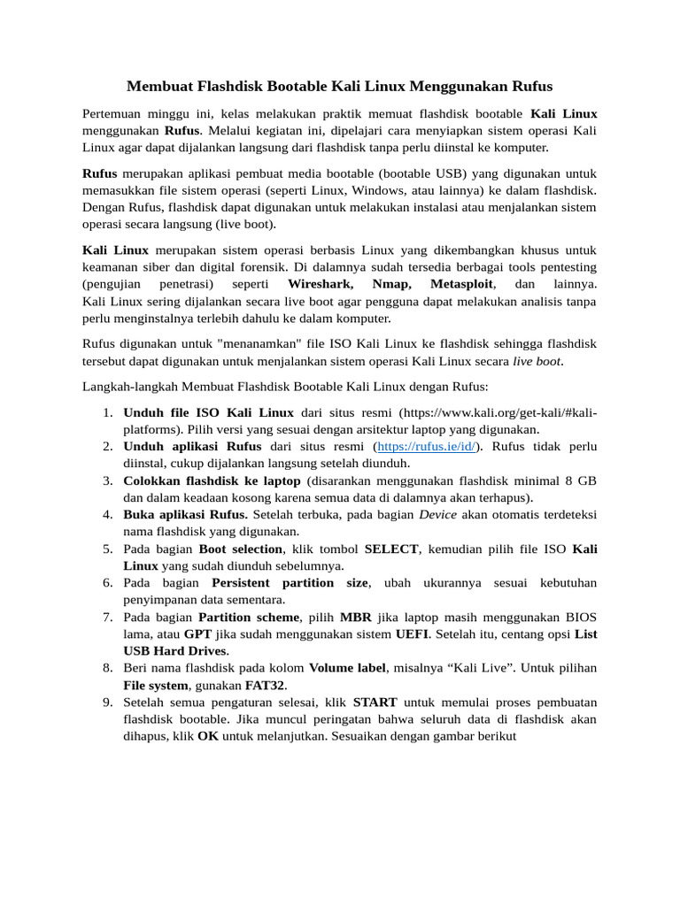 4_Blog Pert.4_Membuat Flashdisk Bootable Kali Linux & Rufus | PDF