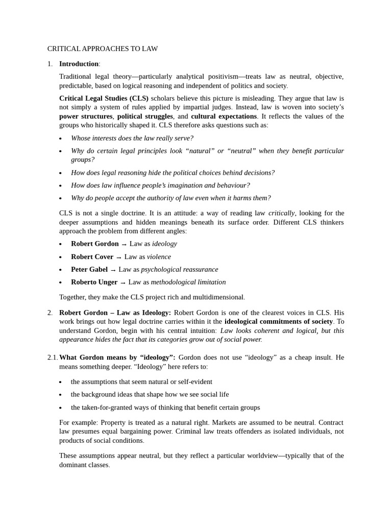 Critical Legal Studies Explained | PDF | Jurisprudence | Ideologies