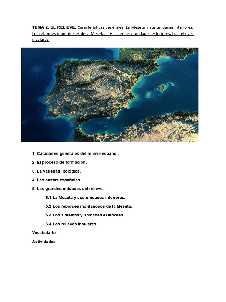 Tema 2. El Relieve | PDF | Alpes | Divisiones Fisiográficas