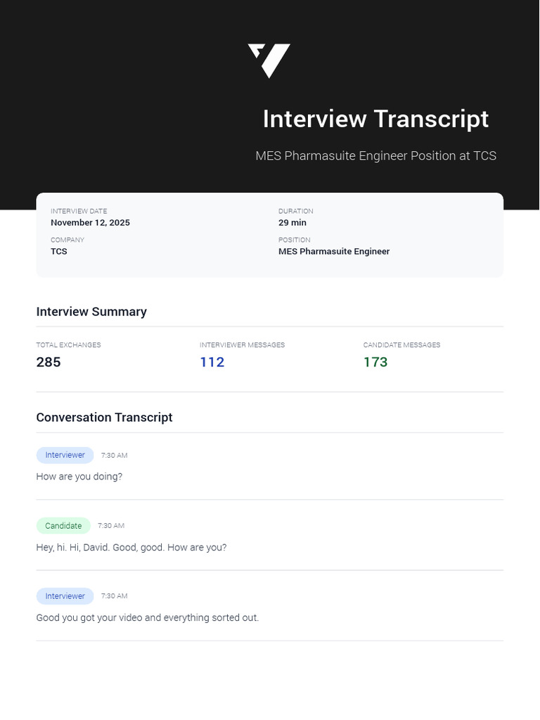Interview Transcript Tcs | PDF