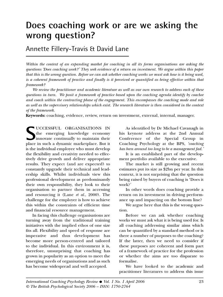 Evaluating Coaching Effectiveness in Organizations | PDF | Attitude ...