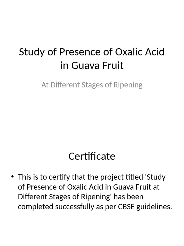 Oxalic Acid in Guava: Ripening Study | PDF