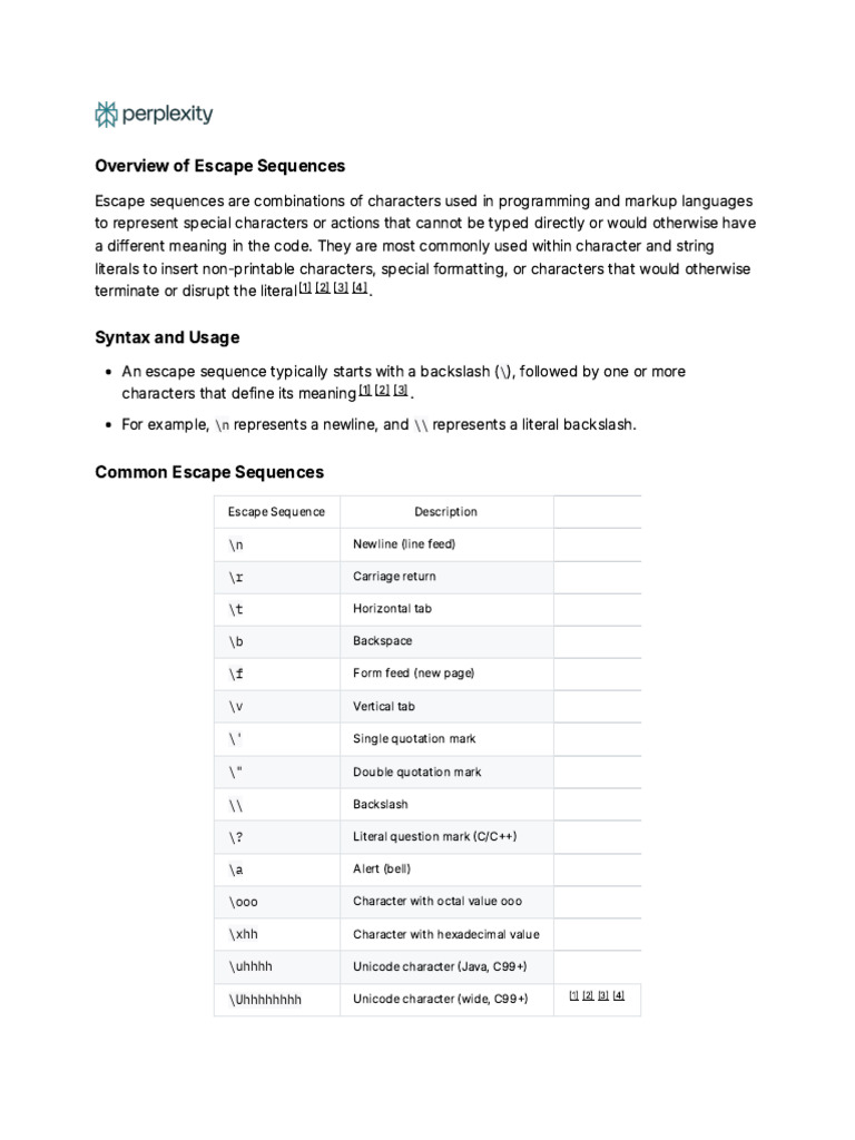 Overview of Escape Sequences (1) | PDF | Callback (Computer Programming) | Computing