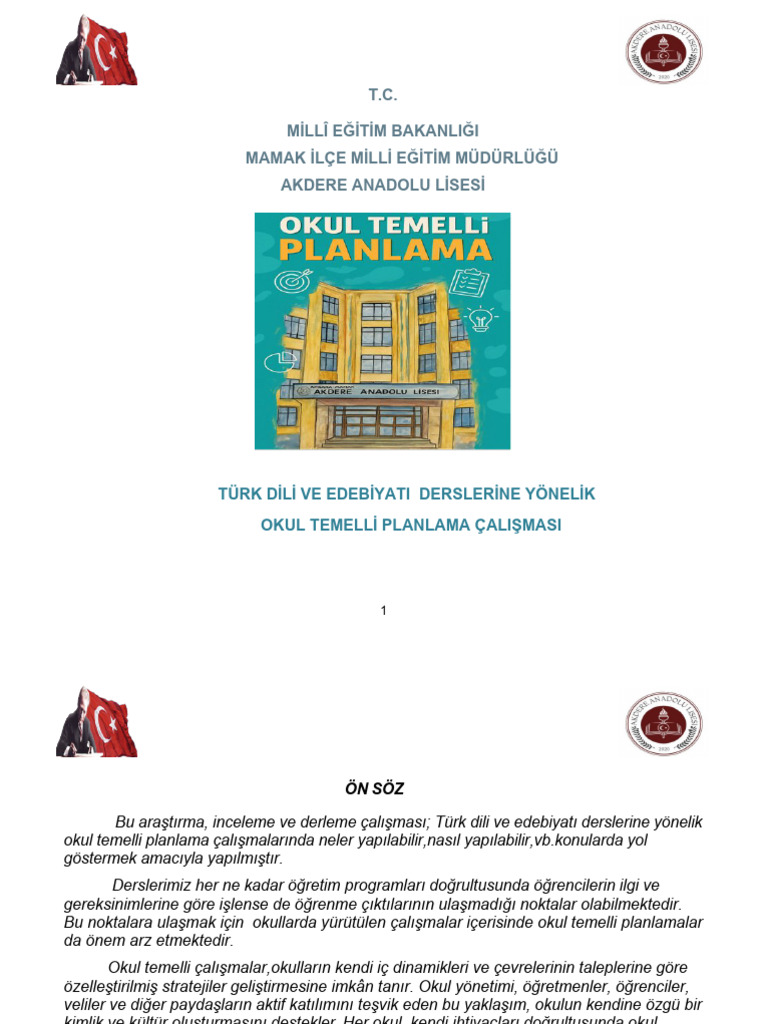 Okul Temelli̇ Planlama Ders Plan Örnekleri̇ 2025 | PDF