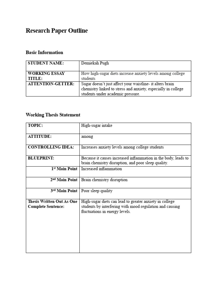 Research Paper Outline | PDF | Sleep | Hypothalamic–Pituitary–Adrenal Axis
