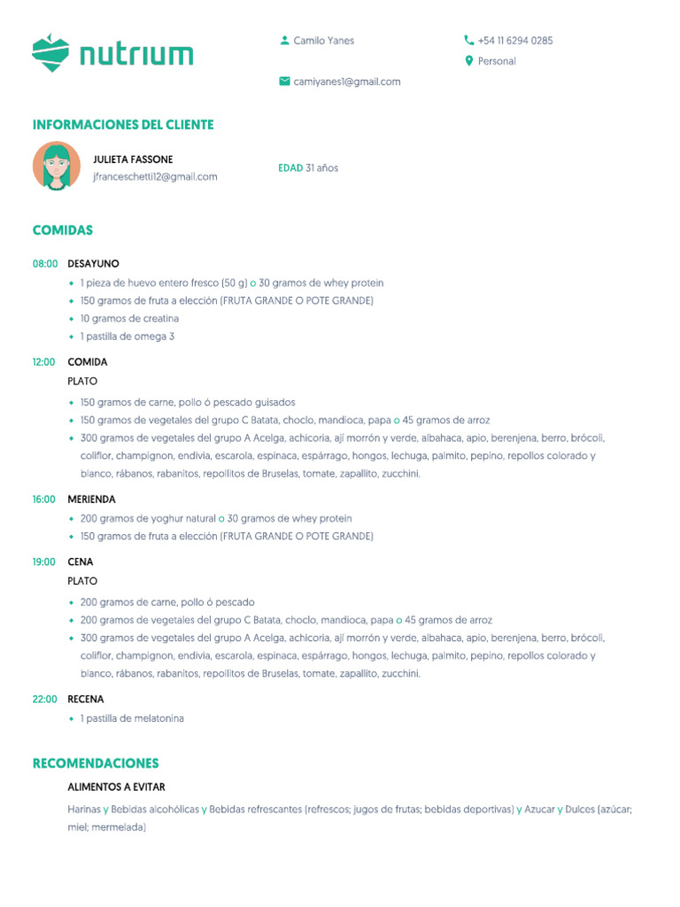 Plan de Alimentación (1) | PDF