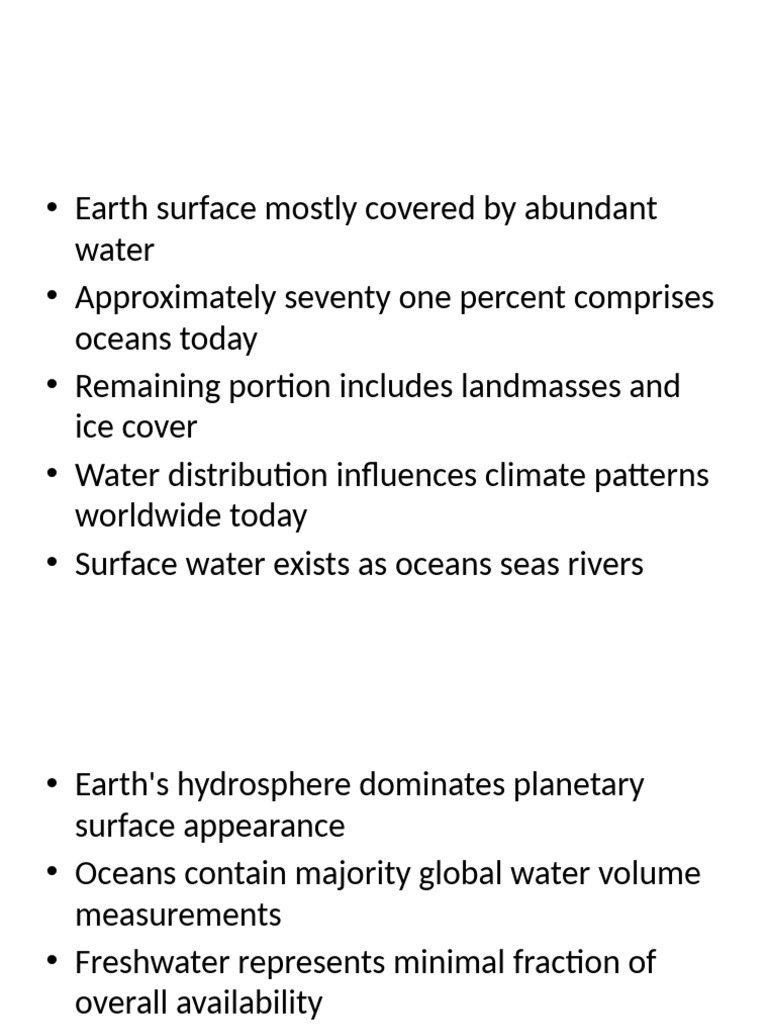 Earth's Water Distribution and Impact | PDF