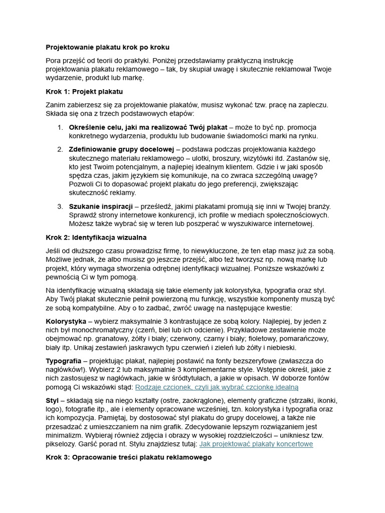 Projektowanie Plakatu Krok Po Kroku | PDF