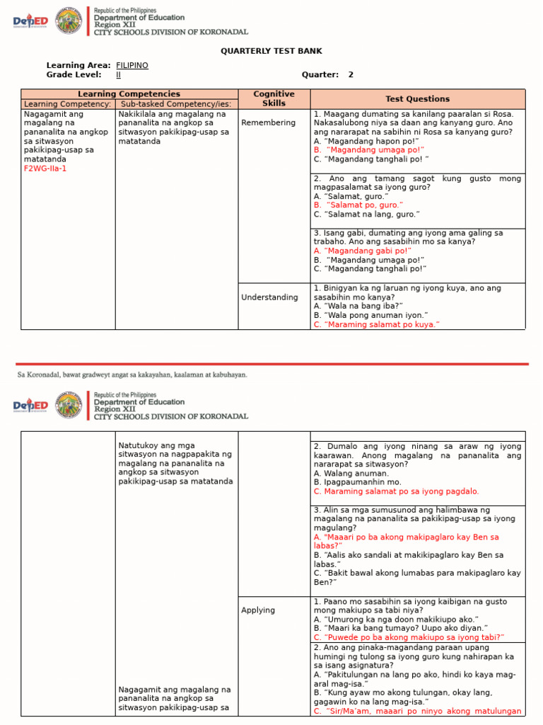 FILIPINO2_Q2- FINAL. | PDF