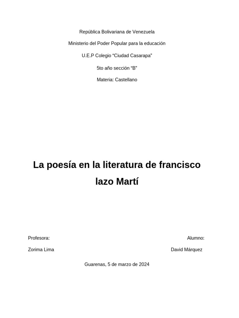 La Poesía en La Literatura de Francisco Lazo Martí | PDF | Poesía ...