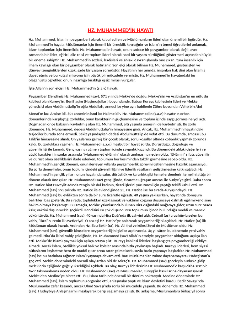 HZ Muhammedin Hayatı | PDF