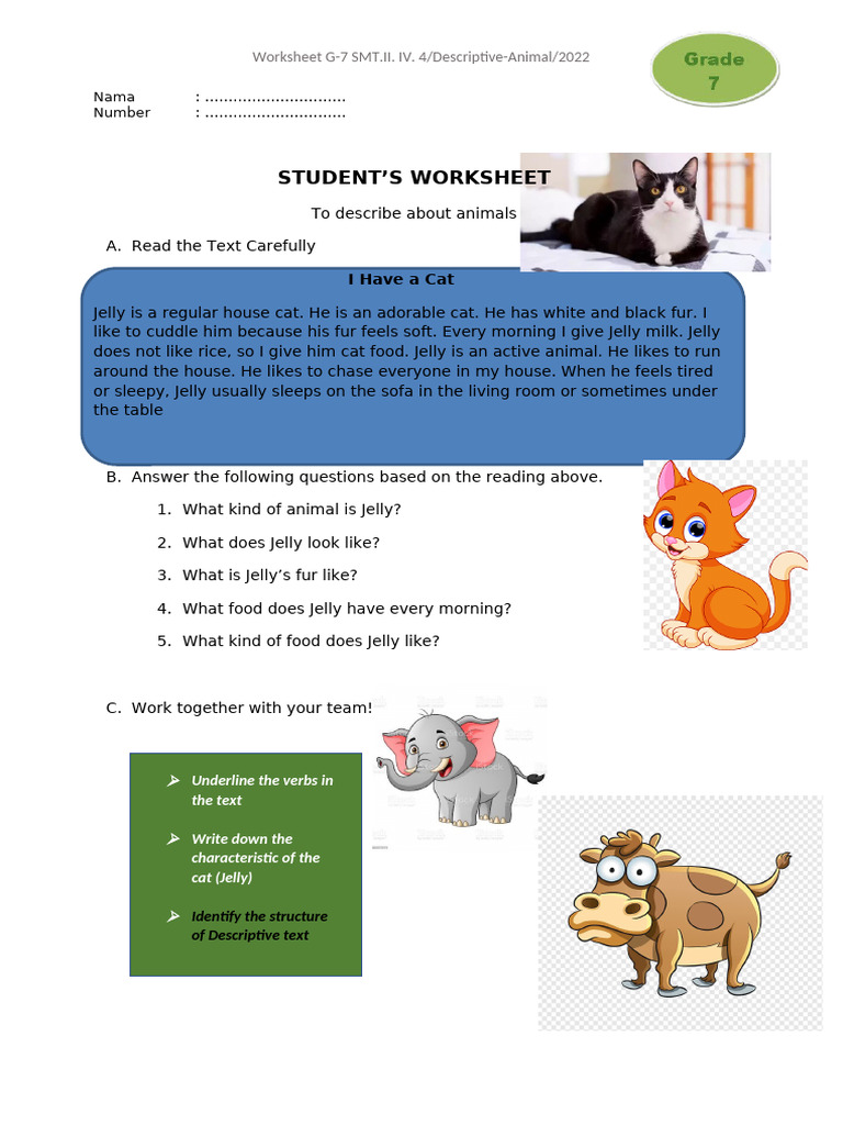 Worksheet - Descriptive Animal | PDF | Zoology