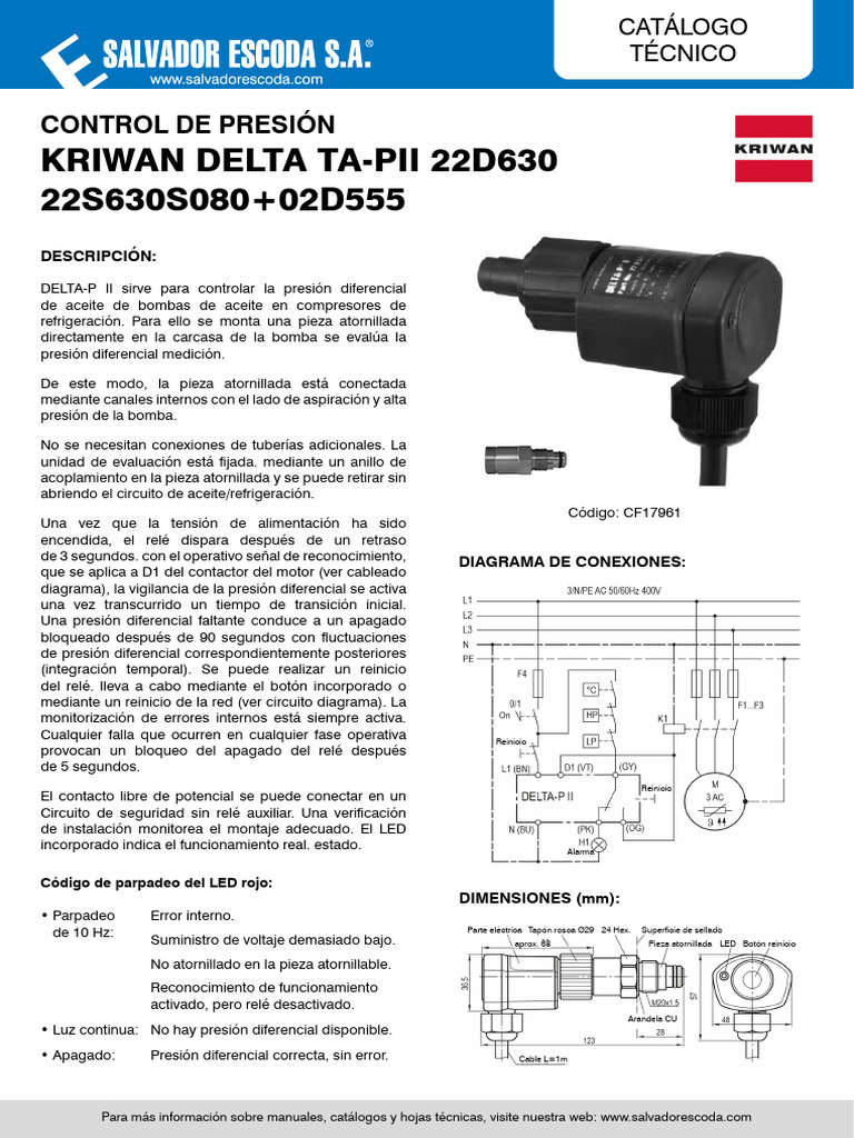 Presostato de Aceite Kriwan Delta | PDF | Relé | Bomba