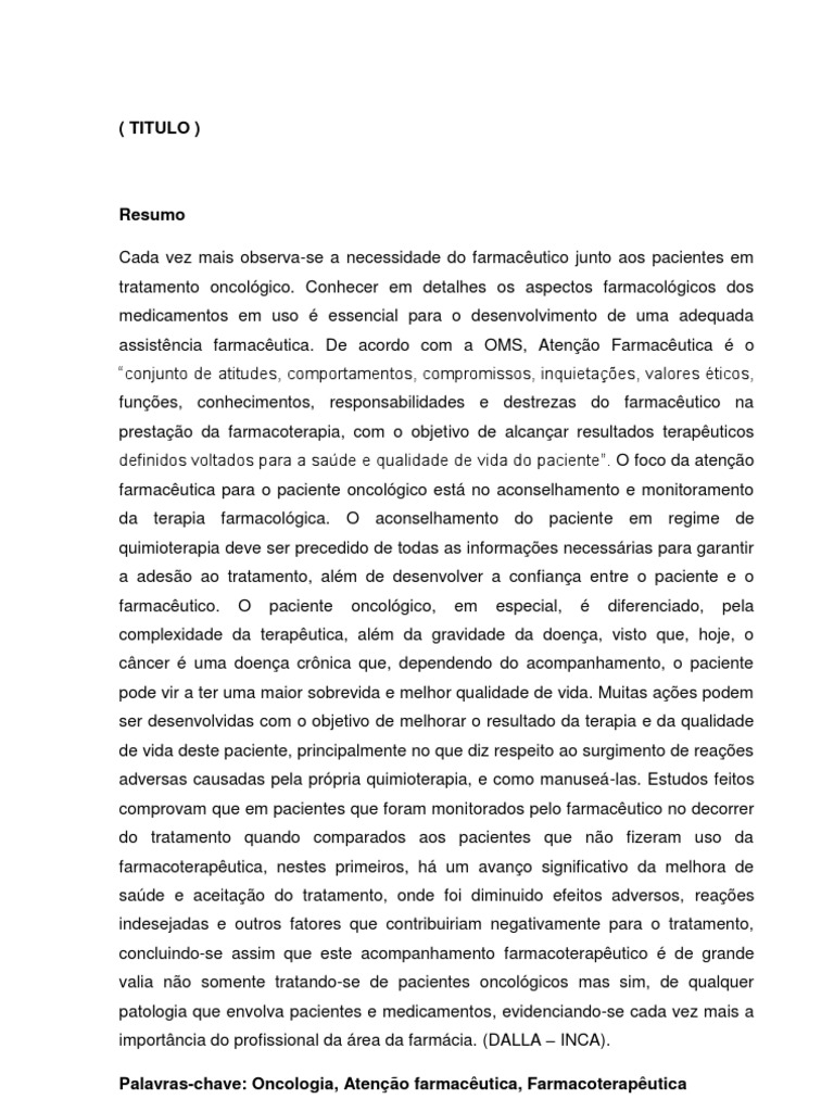Resumo TCC - Oncologia