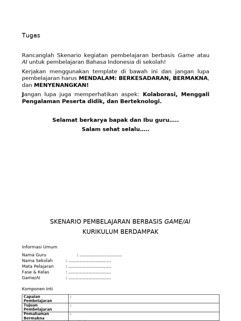 Template PP Atau Modul Ajar Pelatihan | PDF