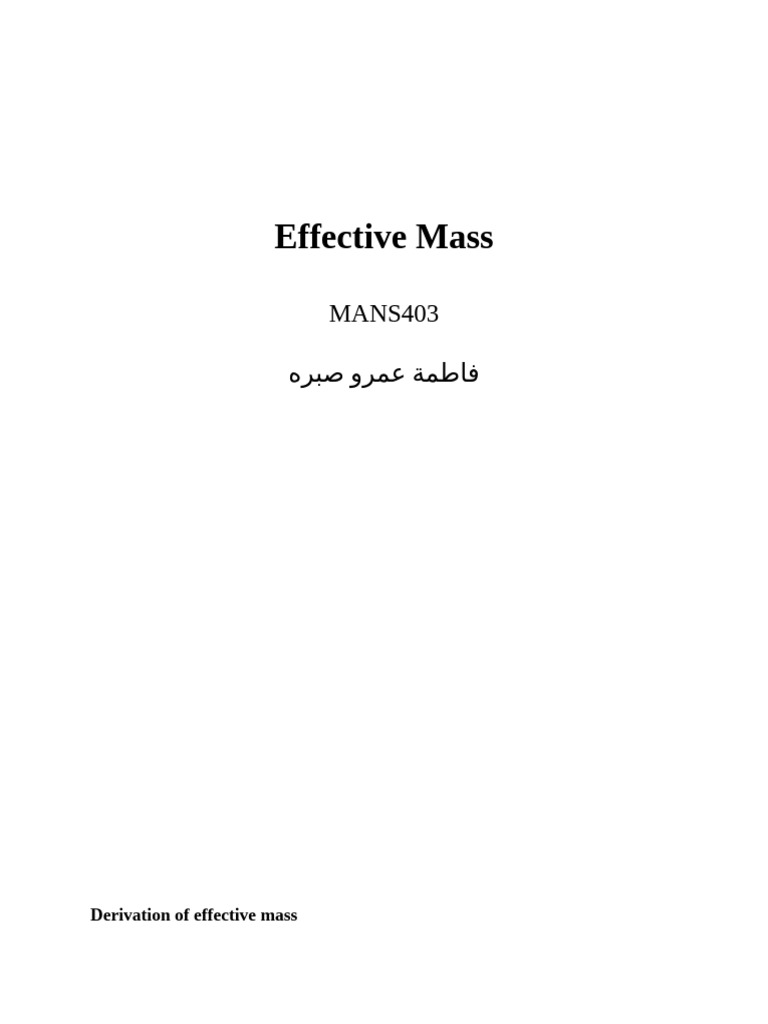 Understanding Effective Mass in Semiconductors | PDF