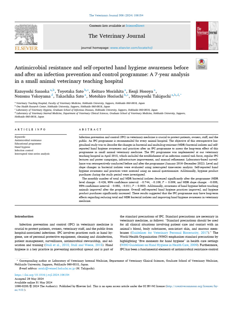 The Veterinary Journal | PDF | Hand Washing | Hygiene