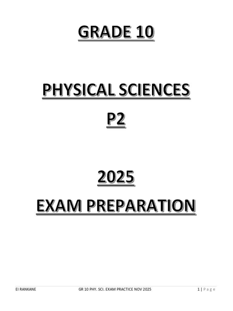 Grade 10 Physical Science P2 Nov 2025 Exam Preparation | PDF