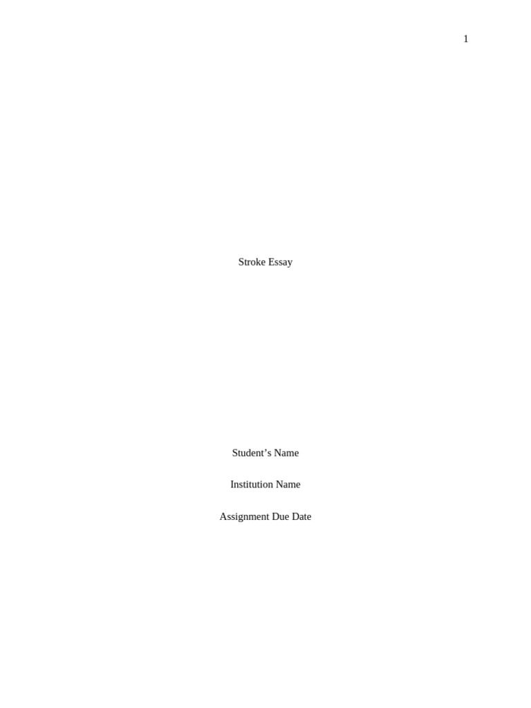 Stroke Essay | PDF