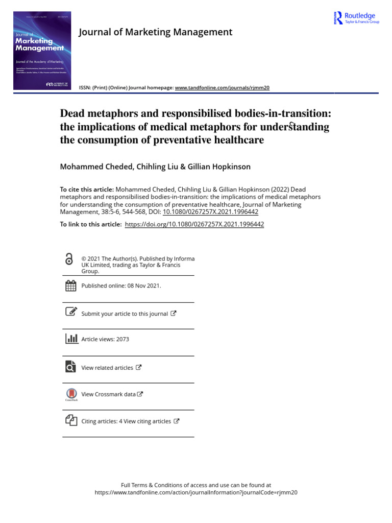 Dead Metaphors and Responsibilised Bodies-In-transition The ...