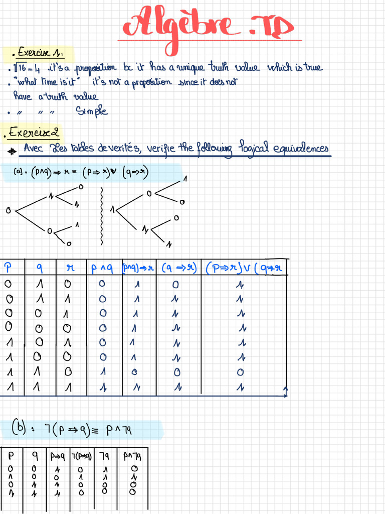 TD -1- algèbre (chapitre 1) | PDF
