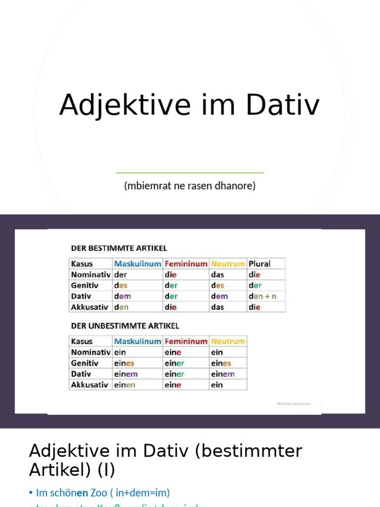 Adjektive Im Dativ | PDF