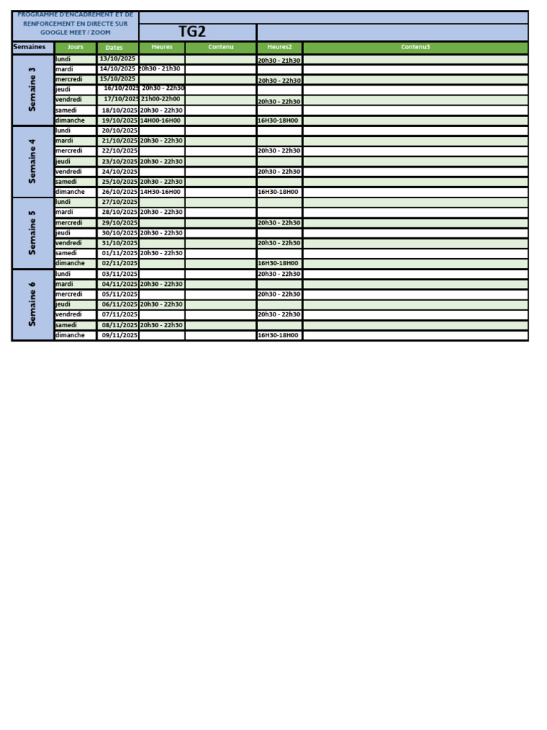Programme de cours en ligne 2025 | PDF