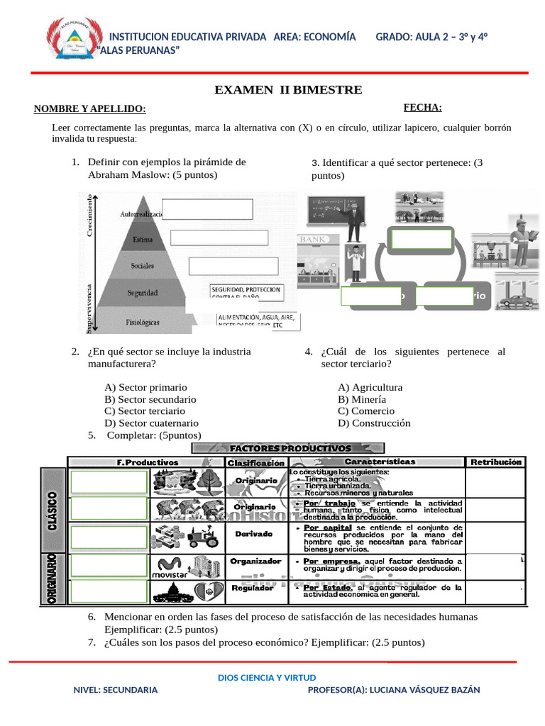 ECONOMIA Examen 2do Bimestre | PDF