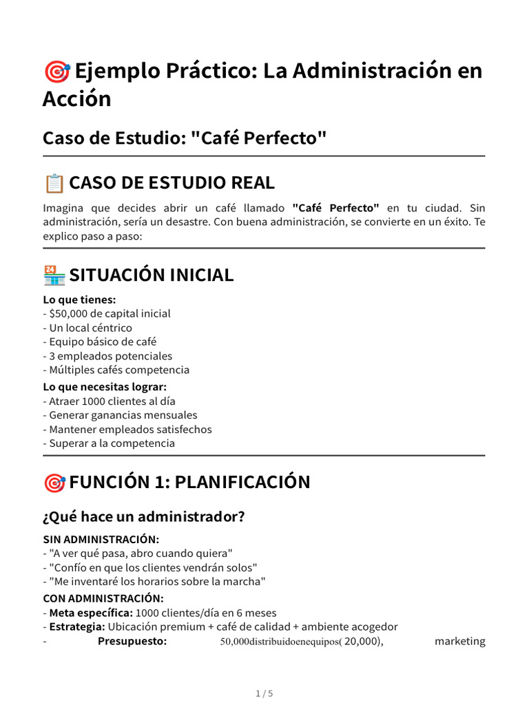 Ejemplo Administracion Practica Cafe Perfecto | PDF | Economias | Business
