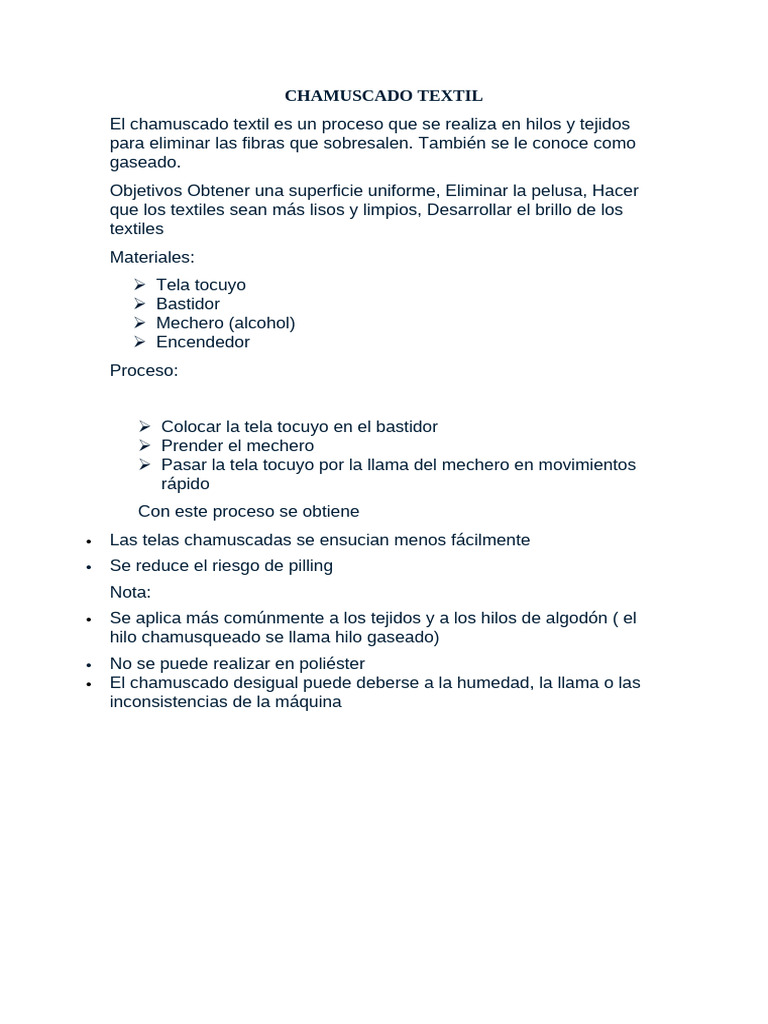 Chamuscado Textil | PDF