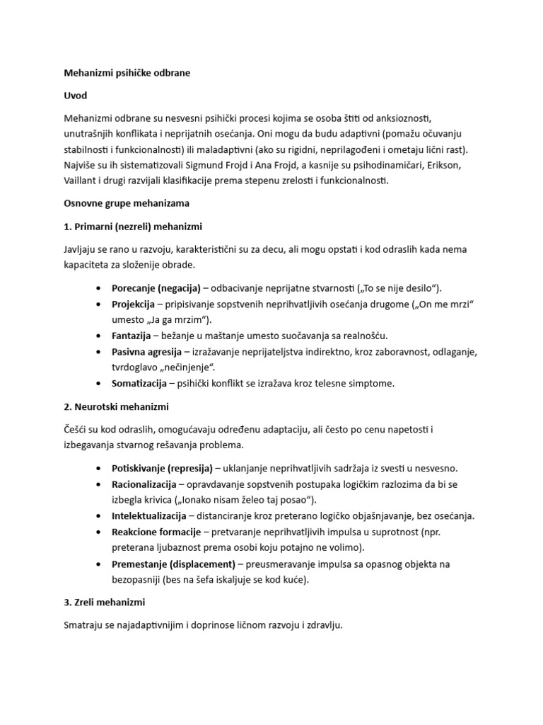 Mehanizmi Psihičke Odbrane - 9dccb5b3 f320 4390 973e 410645d41ca5 | PDF