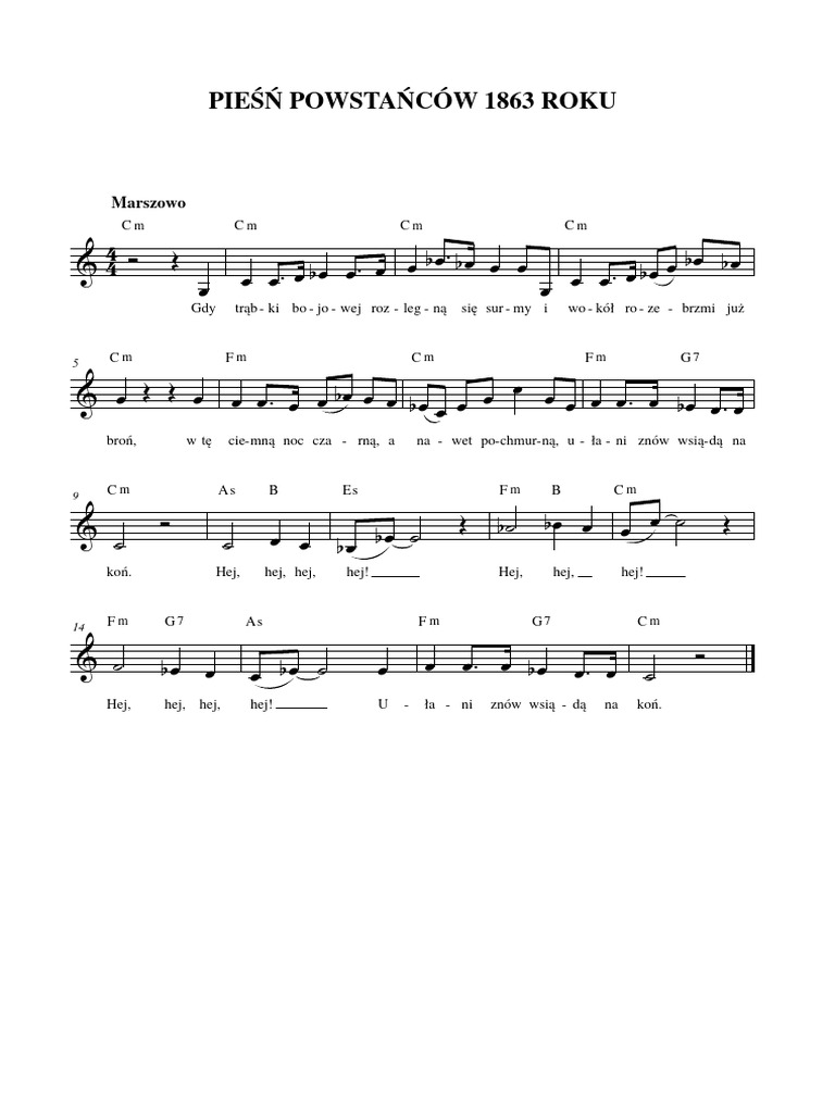 09. Pieśń Powstańców 1863 r. (Nuty) | PDF