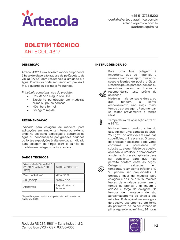 BT - Artecol 4317 - Rev 02.01.2024 (1) | PDF | Umidade | Madeira
