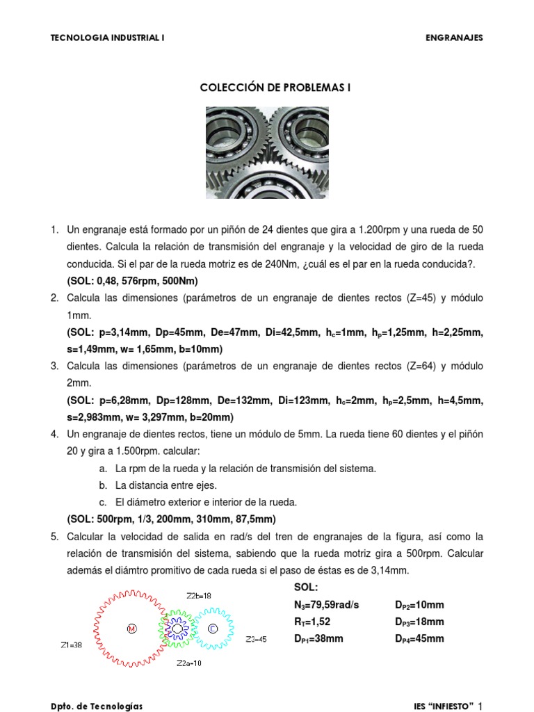 Problemas de Engranajes | PDF | Engranaje | Geometría euclidiana