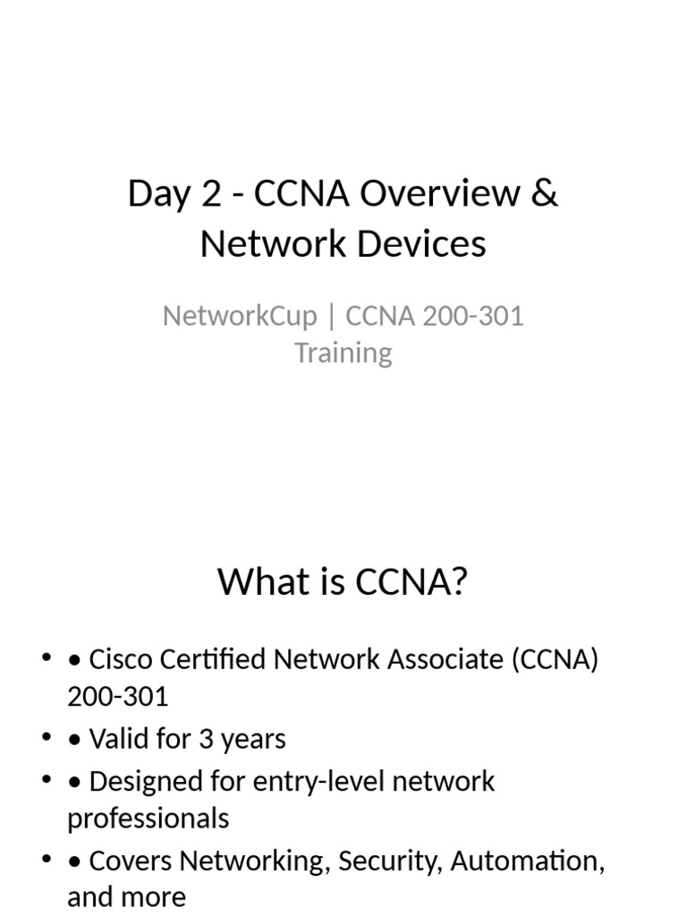 Day2 CCNA Overview Devices | PDF