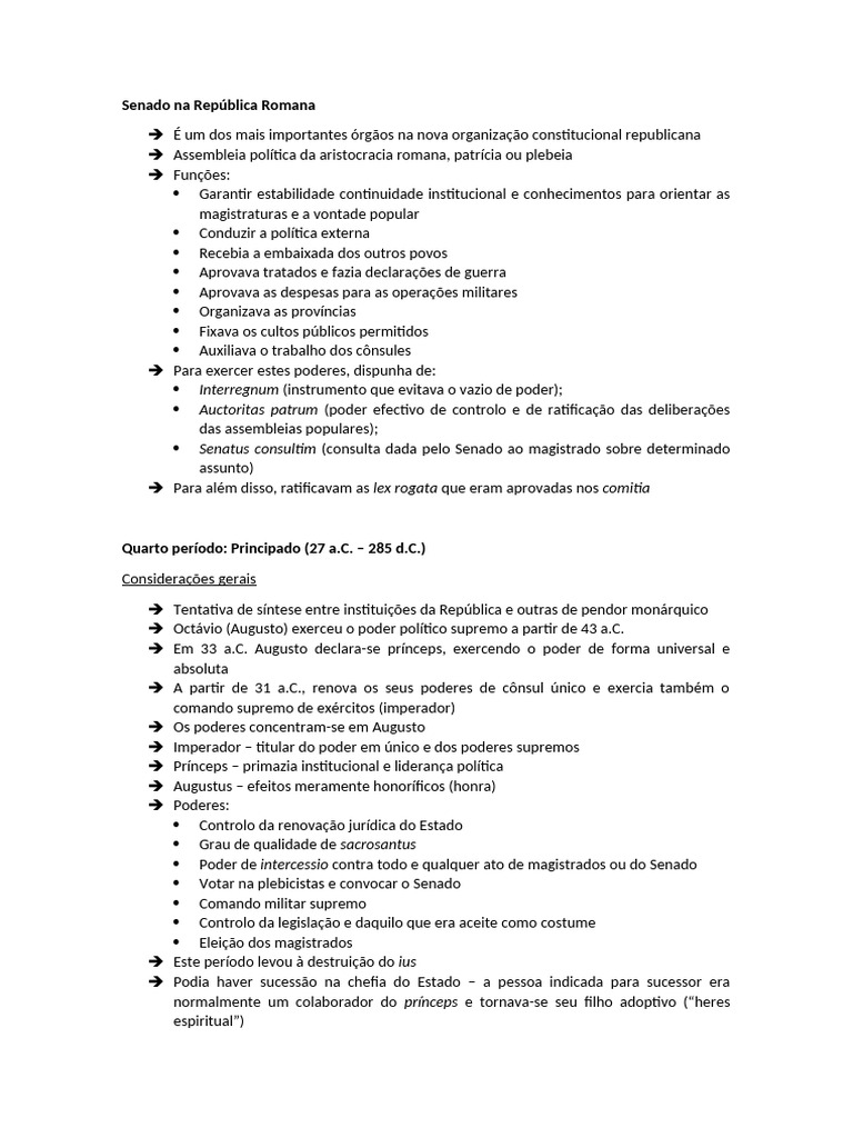 Funções e Poder do Senado Romano | PDF | Augustus | Roma Antiga