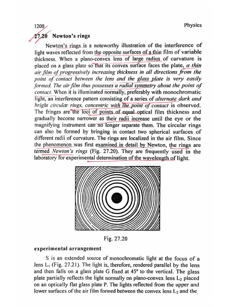 Physical Optics Newtons Ring | PDF