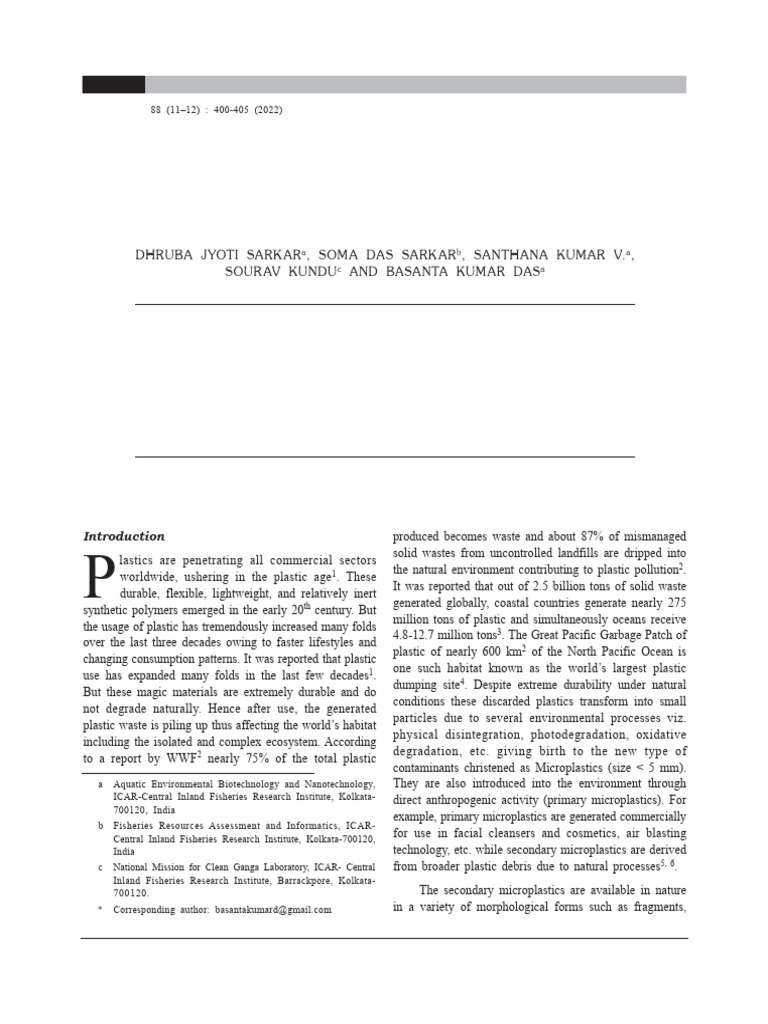 Microplastic Pollution in the Ganga River | PDF | Plastic ...