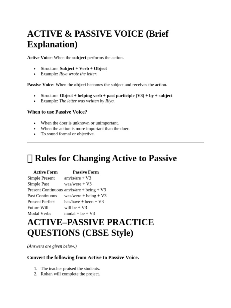 Active and Passive Voice Explained | PDF