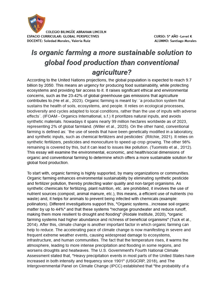 Organic vs. Conventional Farming Sustainability | PDF | Agriculture ...